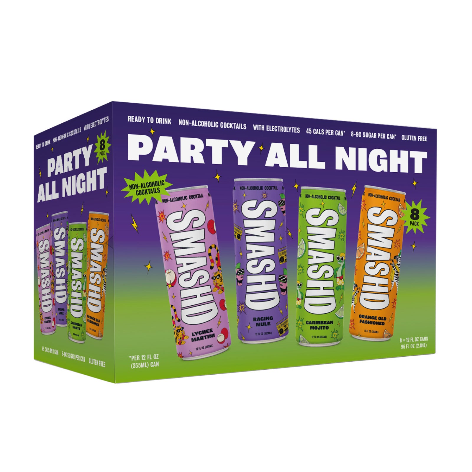 SMASHD's Party All Day Variety Pack | 8-Pack Mocktail Collection
